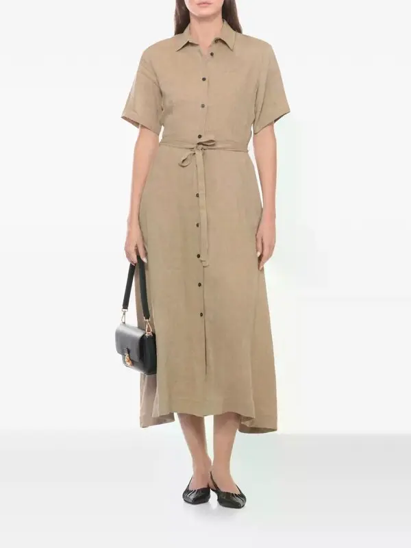 Antonelli Firenze Belted Linen Midi Dress
