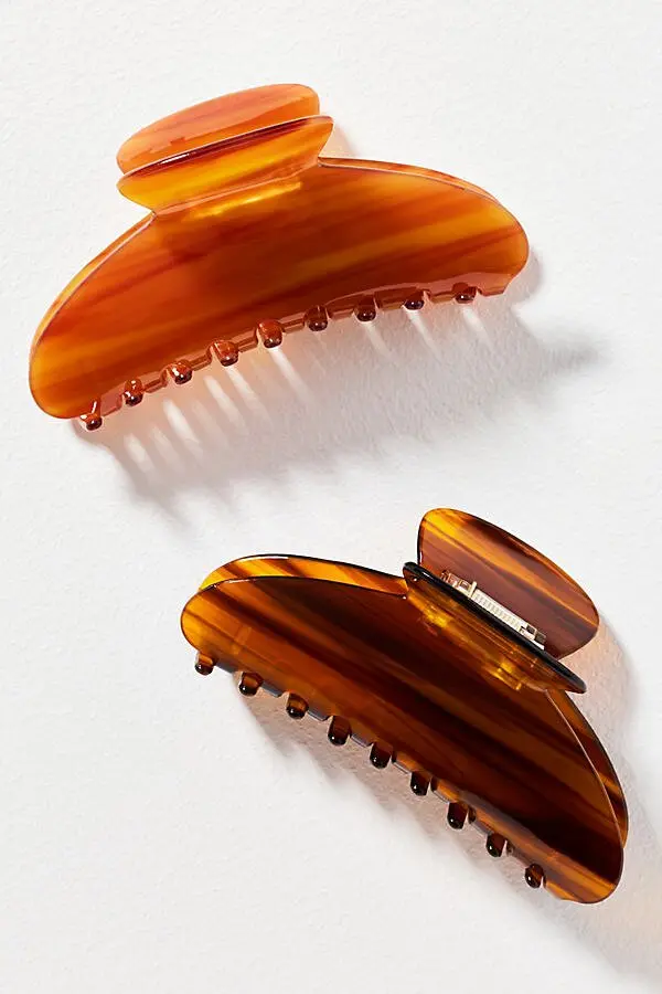 Anthropologie Hair Claw Clip Set - Brown Pattern