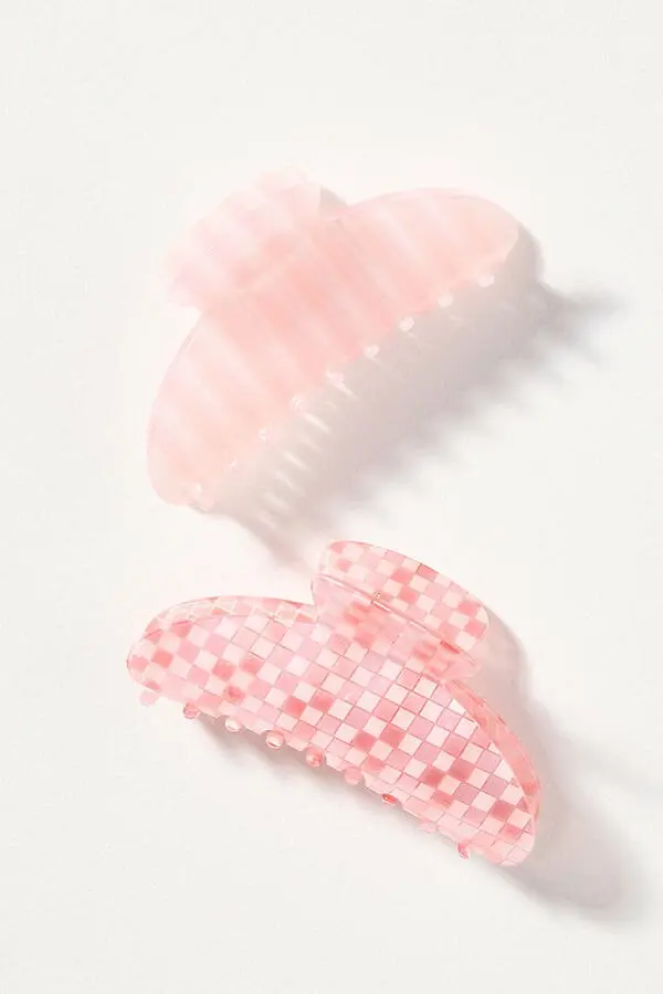 Anthropologie Hair Claw Clip Set - Pink Pattern