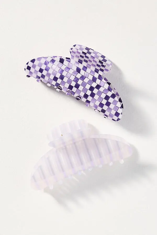Anthropologie Hair Claw Clip Set - Purple Pattern