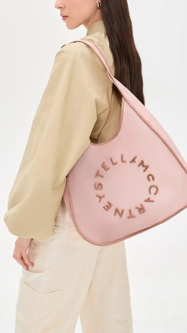 Stella McCartney Large Mesh Logo Hobo Bag - Blush