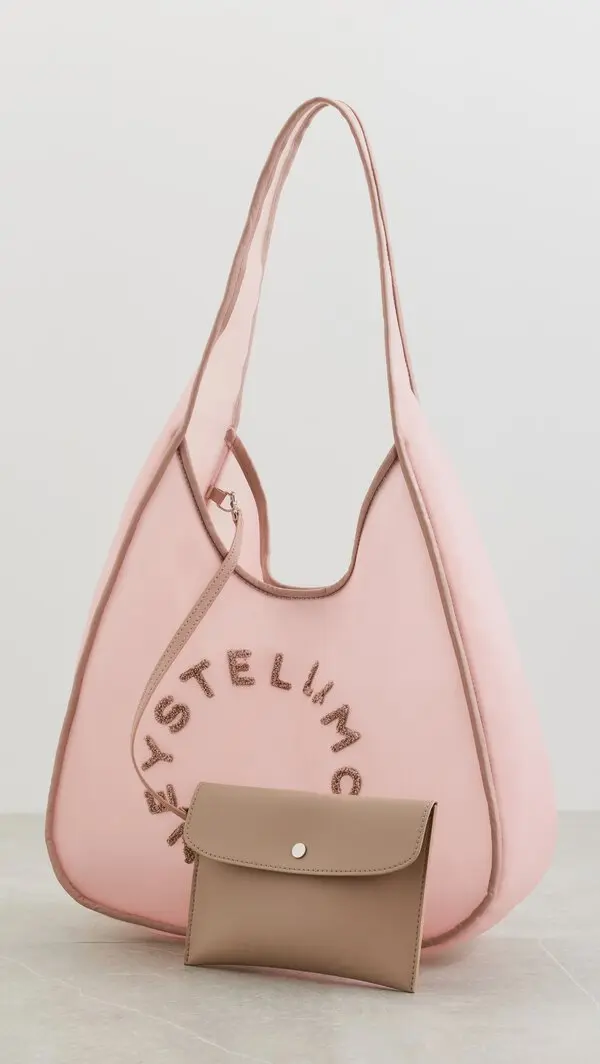 Stella McCartney Large Mesh Logo Hobo Bag - Blush