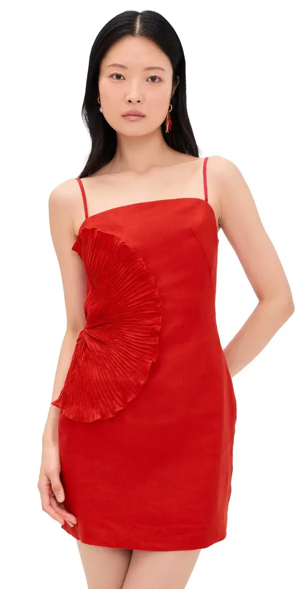 ANDRES OTALORA Linen Dress With Ruffled Applique