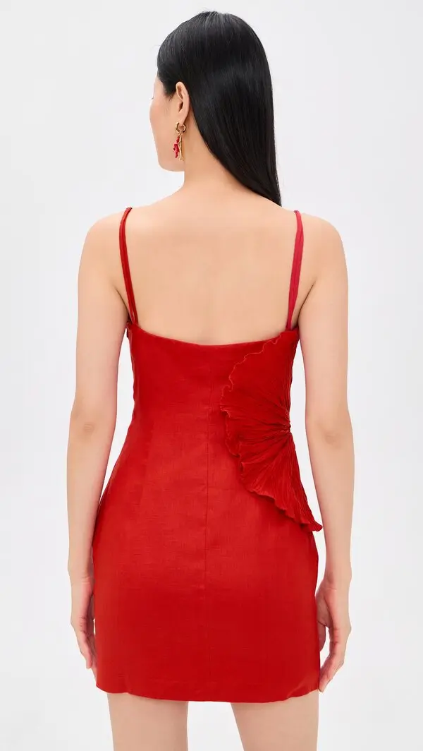 ANDRES OTALORA Linen Dress With Ruffled Applique