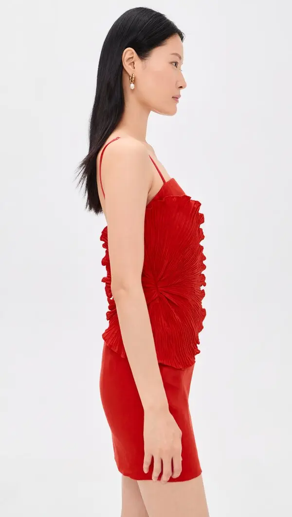 ANDRES OTALORA Linen Dress With Ruffled Applique