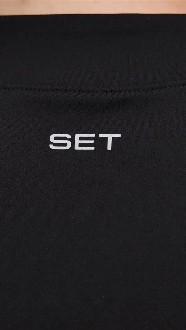Set Sporty Zip-up Mock Neck Long Sleeve Activewear Top