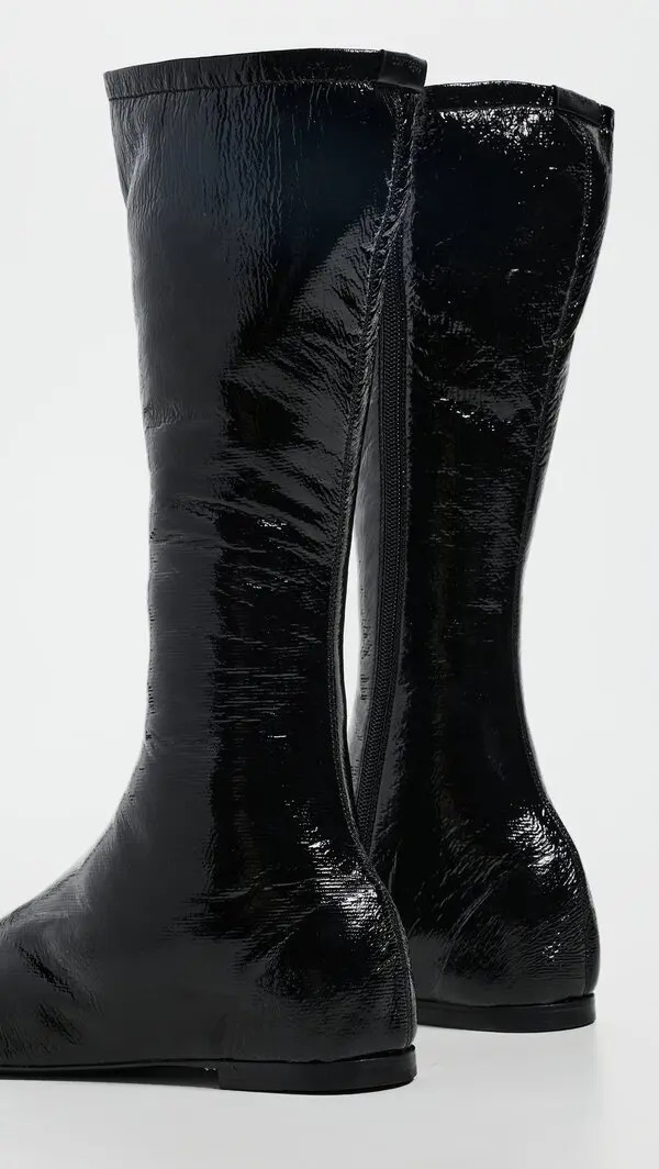 COURREGES Flat Buckle Vinyl Boots