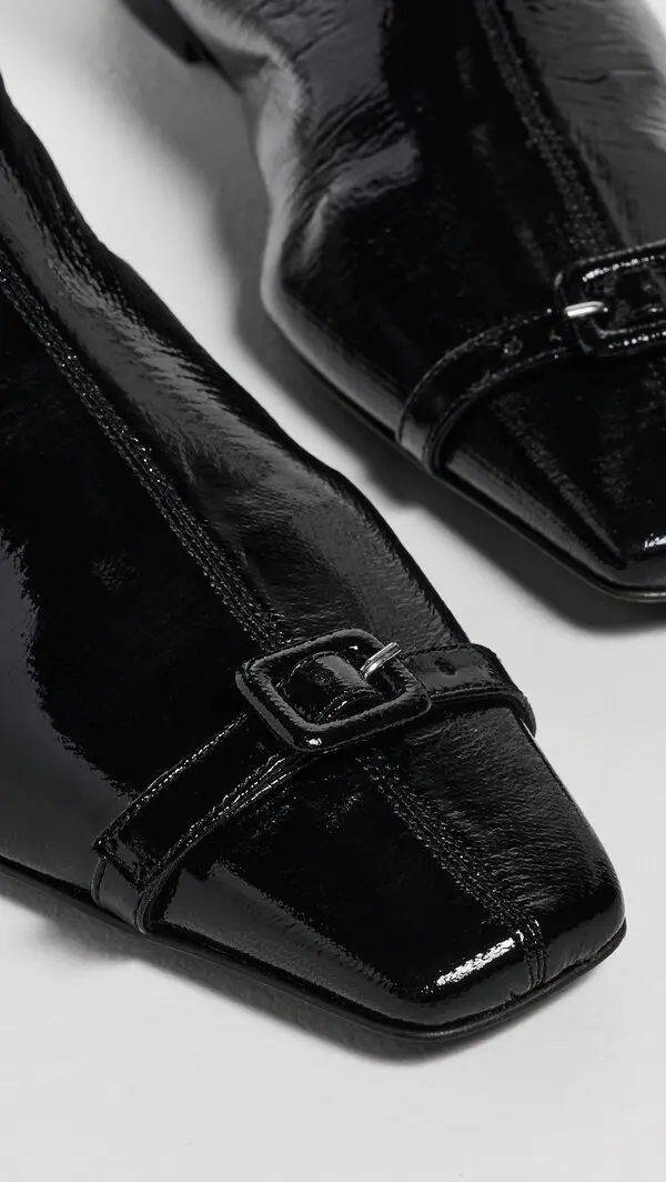 COURREGES Flat Buckle Vinyl Boots