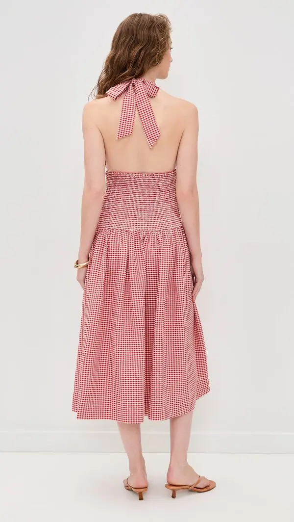 WAYF Margeaux Halter Dress | Red/Plaid | Size XL | Shopbop