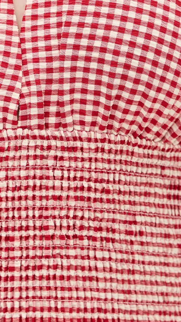WAYF Margeaux Halter Neck Gingham Check Midi Dress