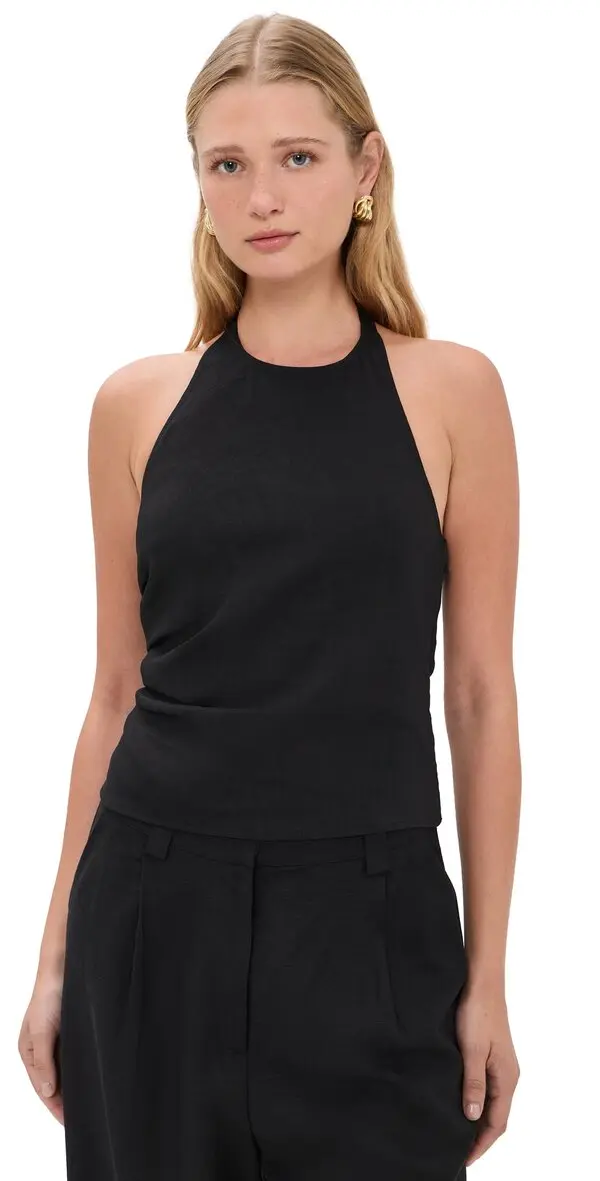 A.L.C. Sylvie Halter Neck Top - Black