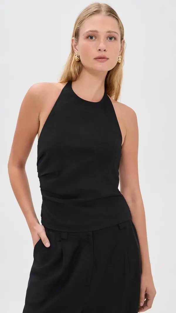 A.L.C. Sylvie Halter Neck Top - Black