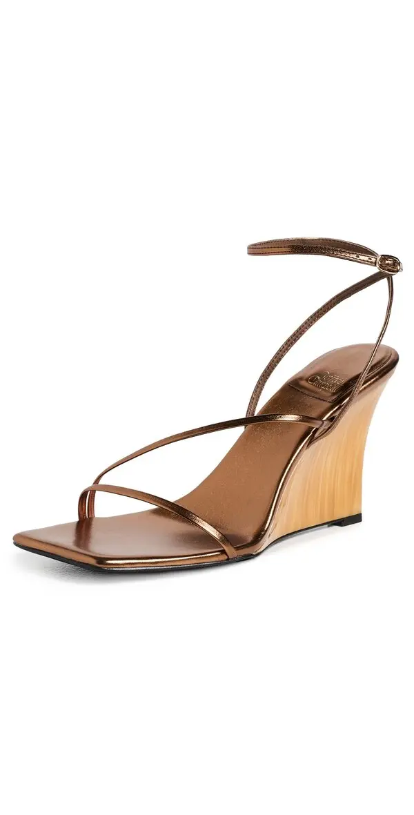 Jeffrey Campbell Topsail Metallic Wedge Sandals - Bronze