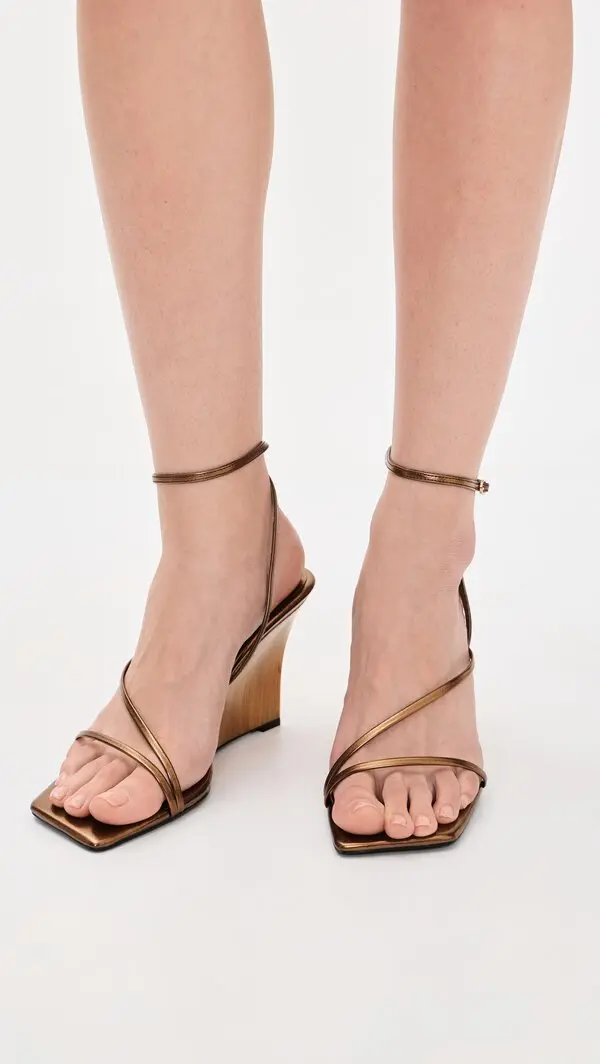 Jeffrey Campbell Topsail Metallic Wedge Sandals - Bronze
