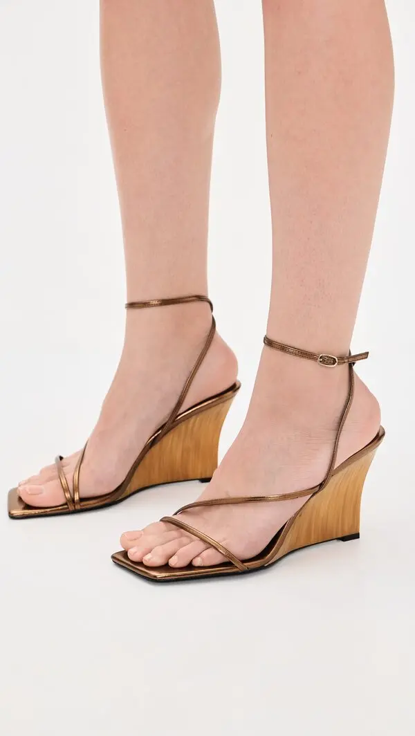 Jeffrey Campbell Topsail Metallic Wedge Sandals - Bronze