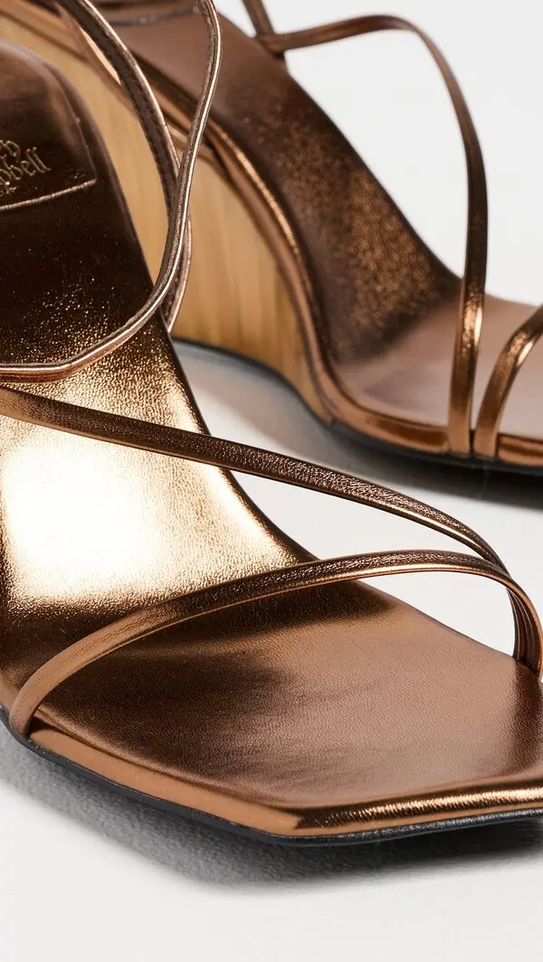 Jeffrey Campbell Topsail Metallic Wedge Sandals - Bronze