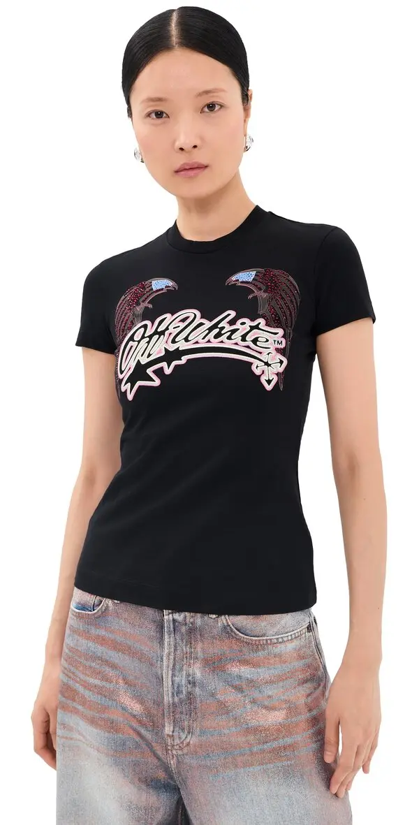 Off-White Swarovski Double Eagle Slim Tee