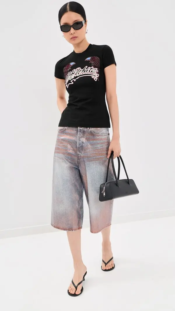 Off-White Swarovski Double Eagle Slim Tee