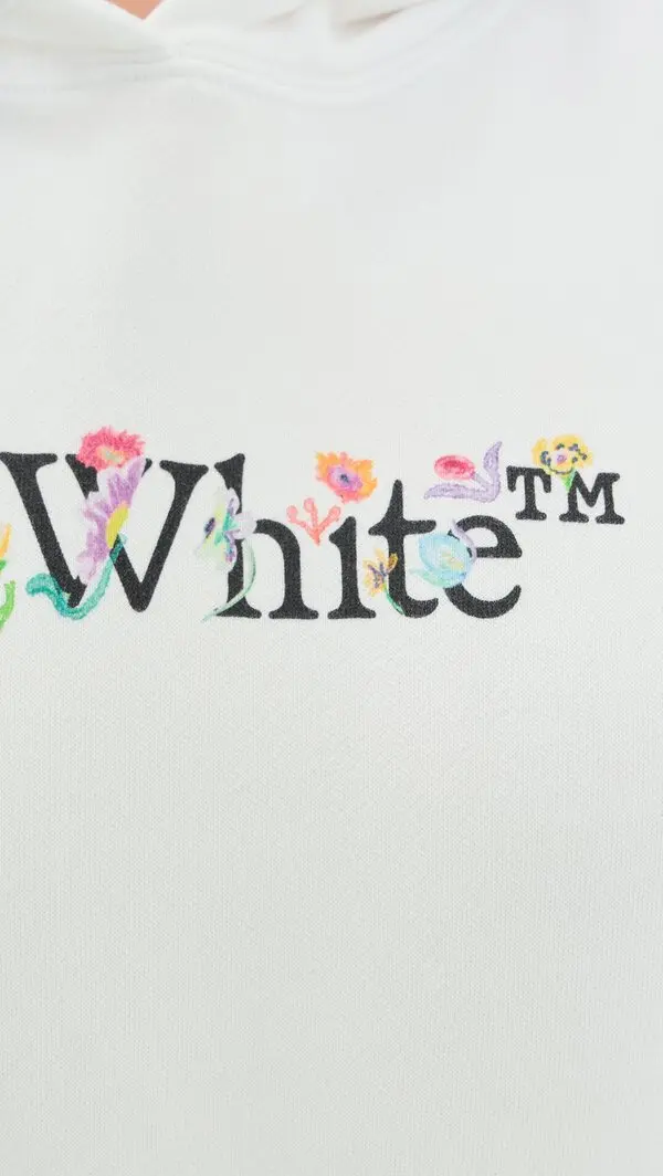 Off-White Cropped Floral Print Hoodie