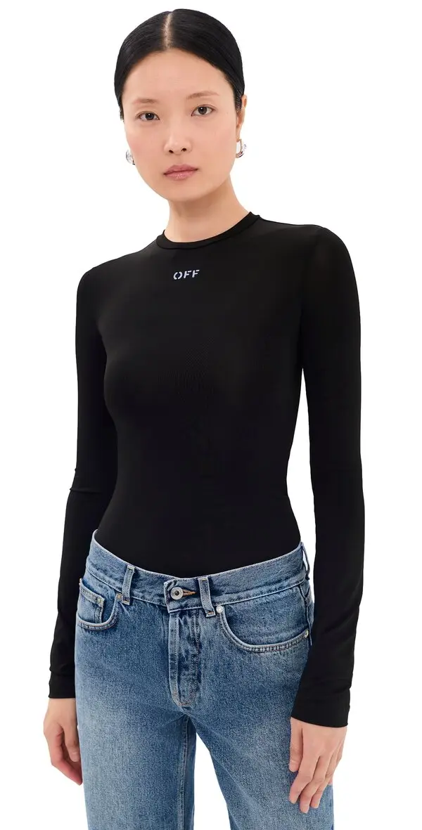 Off-White Second Skin Long Sleeve Crew Tee - Black