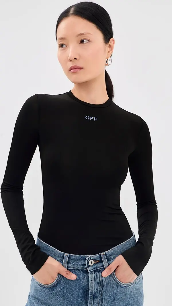 Off-White Second Skin Long Sleeve Crew Tee - Black