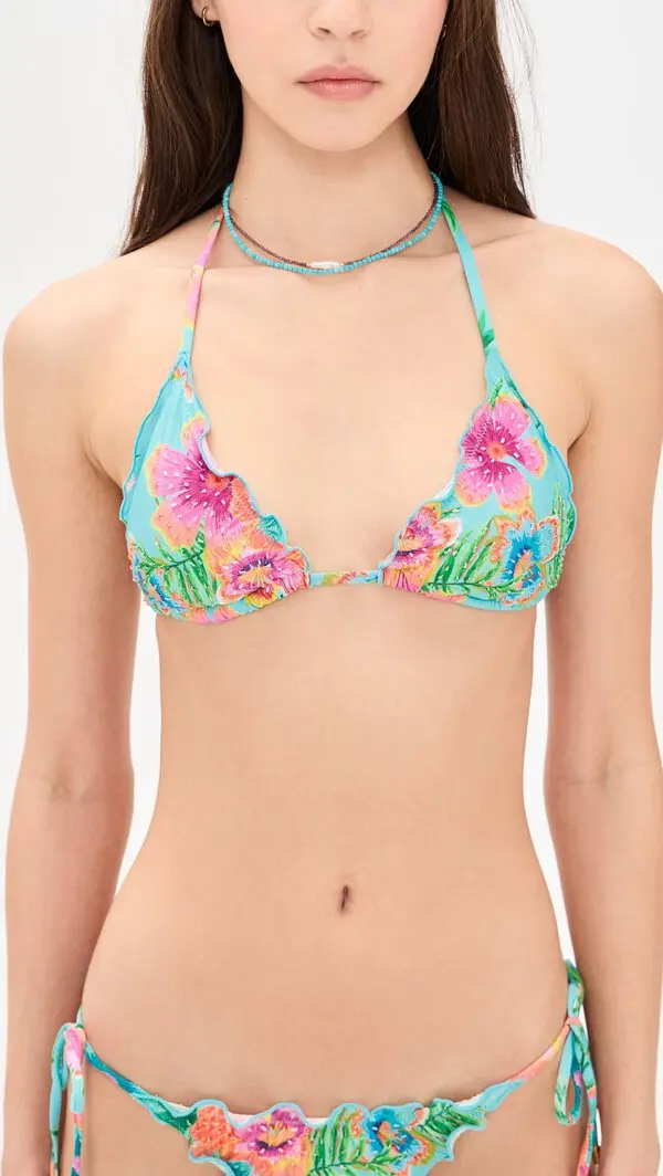 PQ SWIM Embroidered Triangle Bikini Top