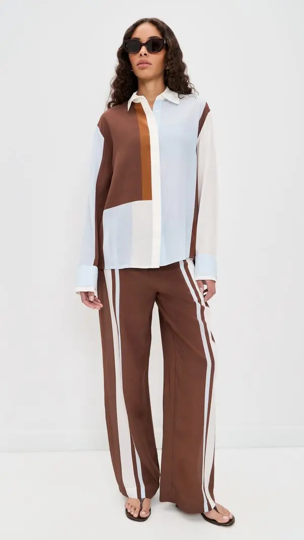 SIR. Marais Striped Silk Shirt - Metro