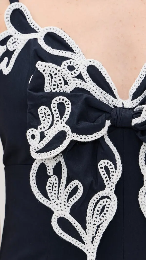 Cinq À Sept Embroidered Bow Neck Midi Dress