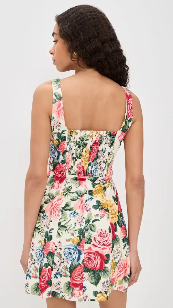 WAYF Rosemary Floral Print Sleeveless Mini Dress - Ivory Roses