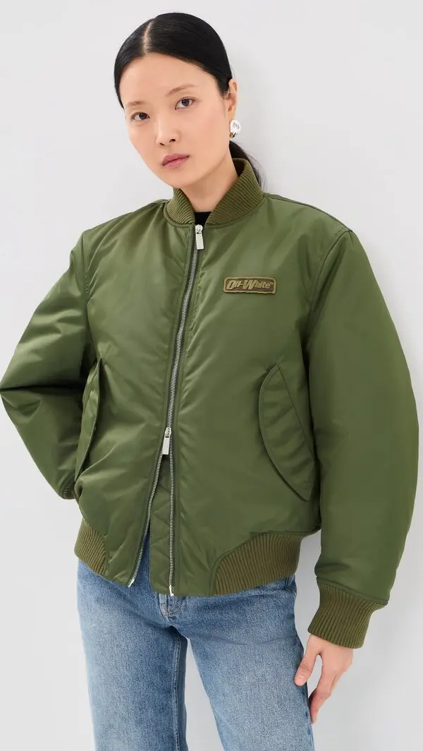 Off-White Embroidered Nylon Bomber Jacket - Beech