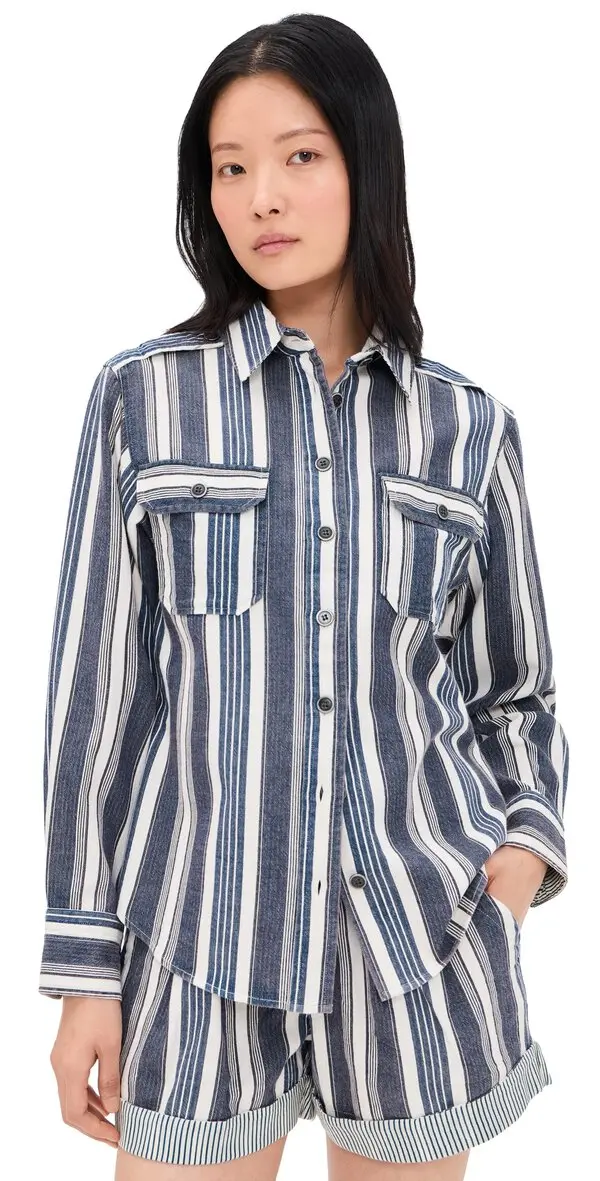 Isabel Marant Étoile Gelva Striped Cotton Shirt - Ecru/blue