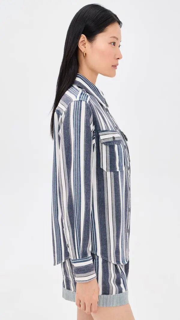 Isabel Marant Étoile Gelva Striped Cotton Shirt - Ecru/blue