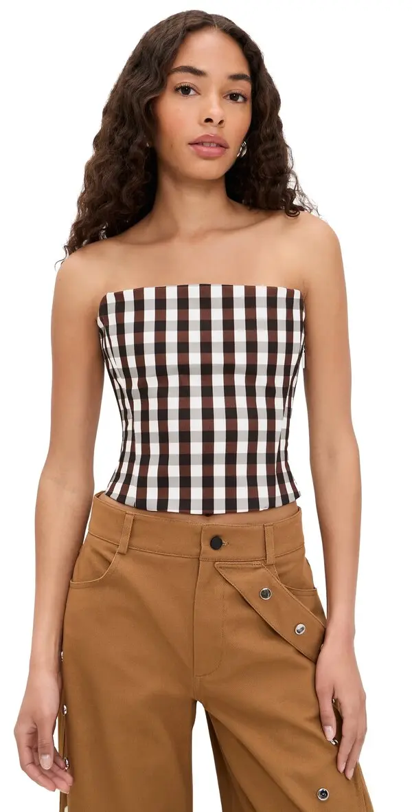 CULTNAKED Etta Bandeau Corset Gingham Check Print