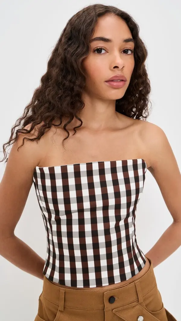 CULTNAKED Etta Bandeau Corset Gingham Check Print