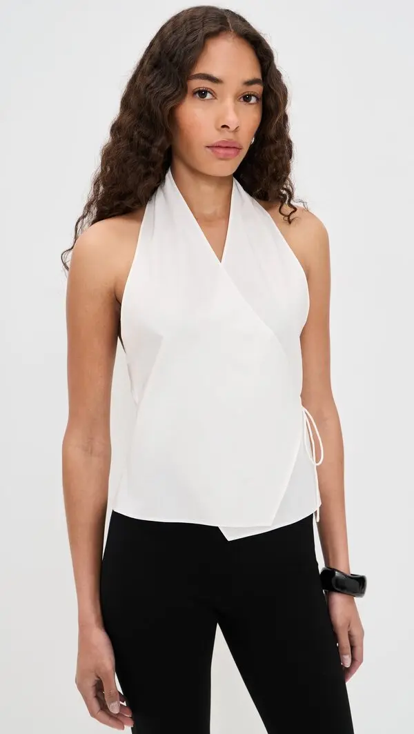 ST. AGNI Oxford Wrap Halter Top