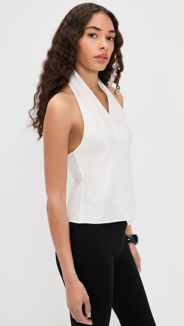 ST. AGNI Oxford Wrap Halter Top