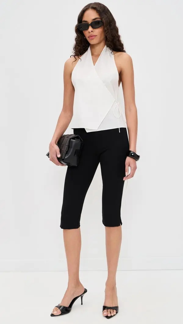 ST. AGNI Oxford Wrap Halter Top