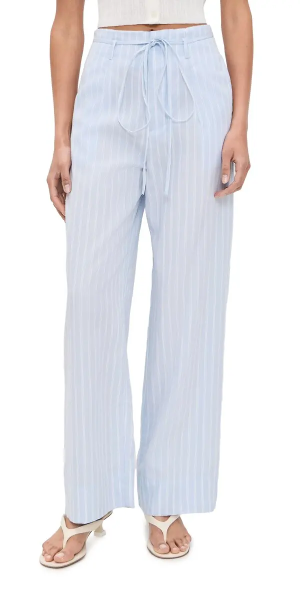 Onia Striped Paper Bag Waist Trousers - Light Sky