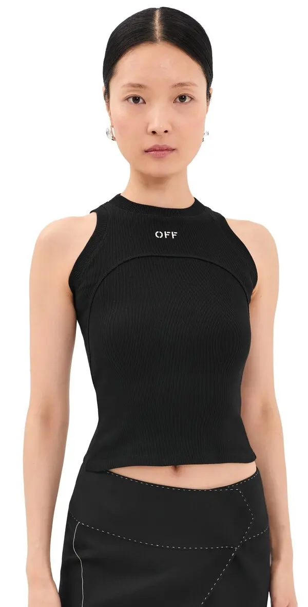 Off-White Stamp Ribbed Tank - Black