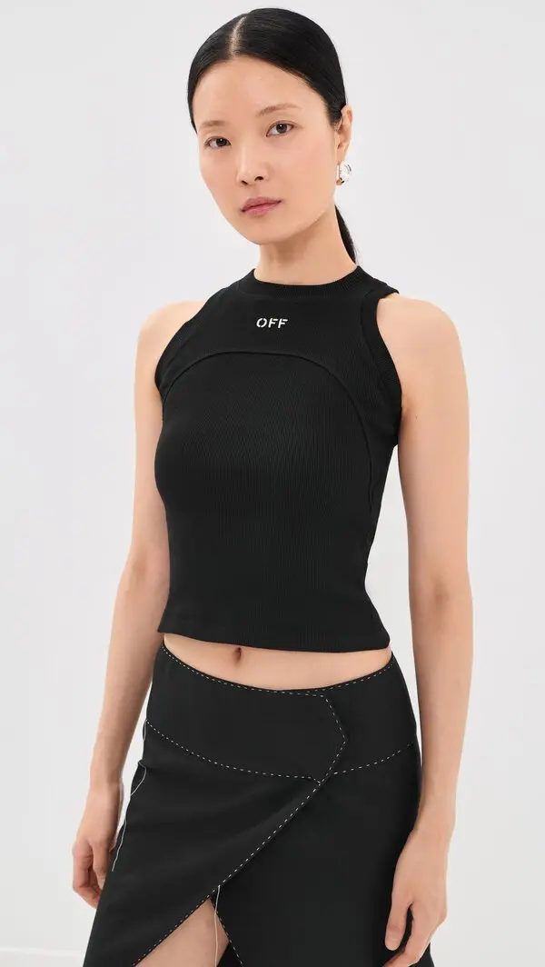 Off-White Stamp Ribbed Tank - Black