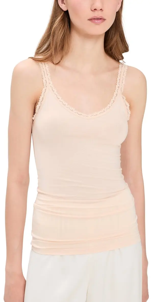 STRIPE & STARE Lace Trim Cami - Sand