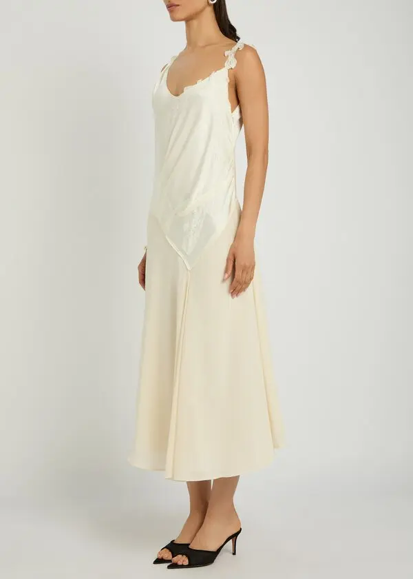 Victoria Beckham Lace-trimmed Satin Midi Dress - Ivory