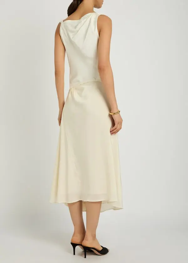Victoria Beckham Lace-trimmed Satin Midi Dress - Ivory