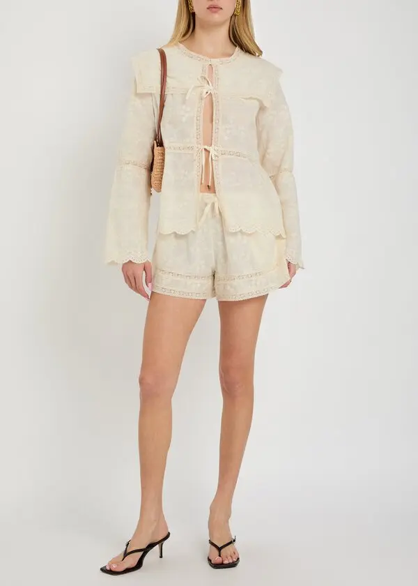 SOLAQUA Embroidered Cotton Shorts