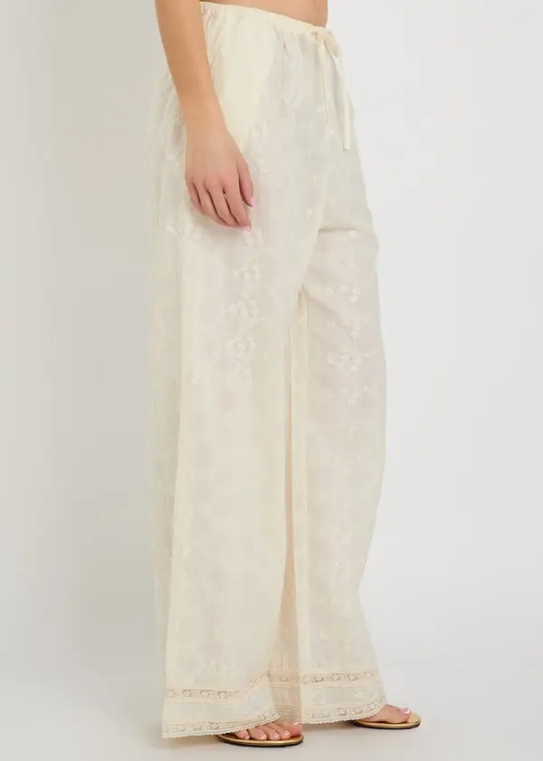 SOLAQUA Embroidered Wide-leg Trousers