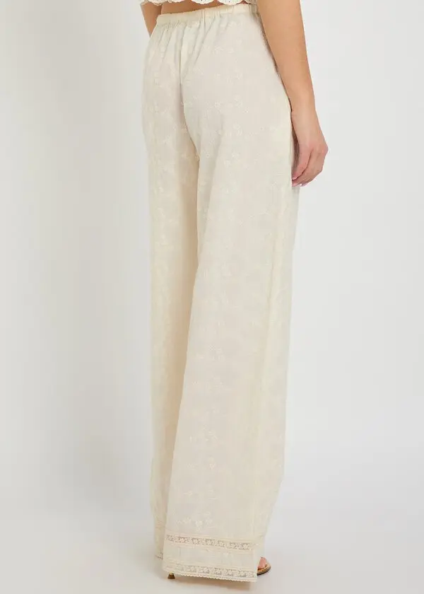 SOLAQUA Embroidered Wide-leg Trousers