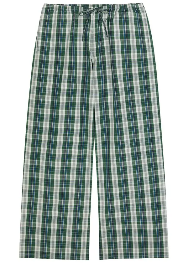 Suzie Kondi Checked Cotton-poplin Trousers - Green