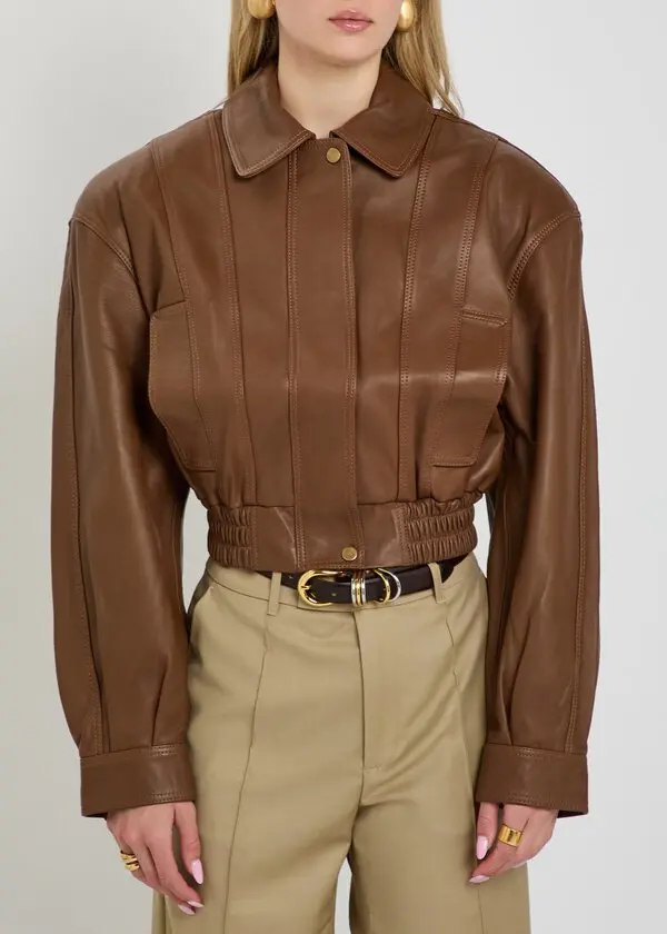 Ronny Kobo Paneled Leather Jacket - Brown
