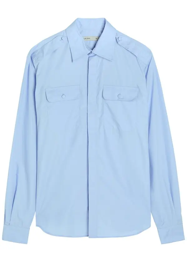 AARON ESH Cotton-poplin Military Shirt - Blue