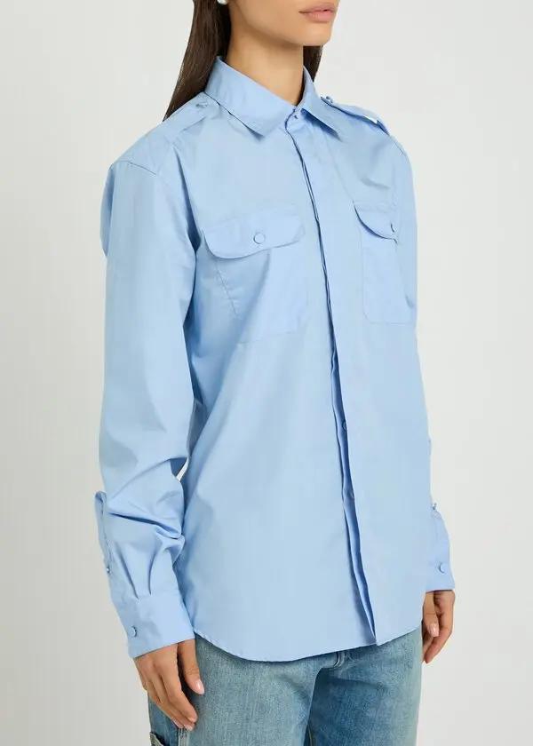AARON ESH Cotton-poplin Military Shirt - Blue